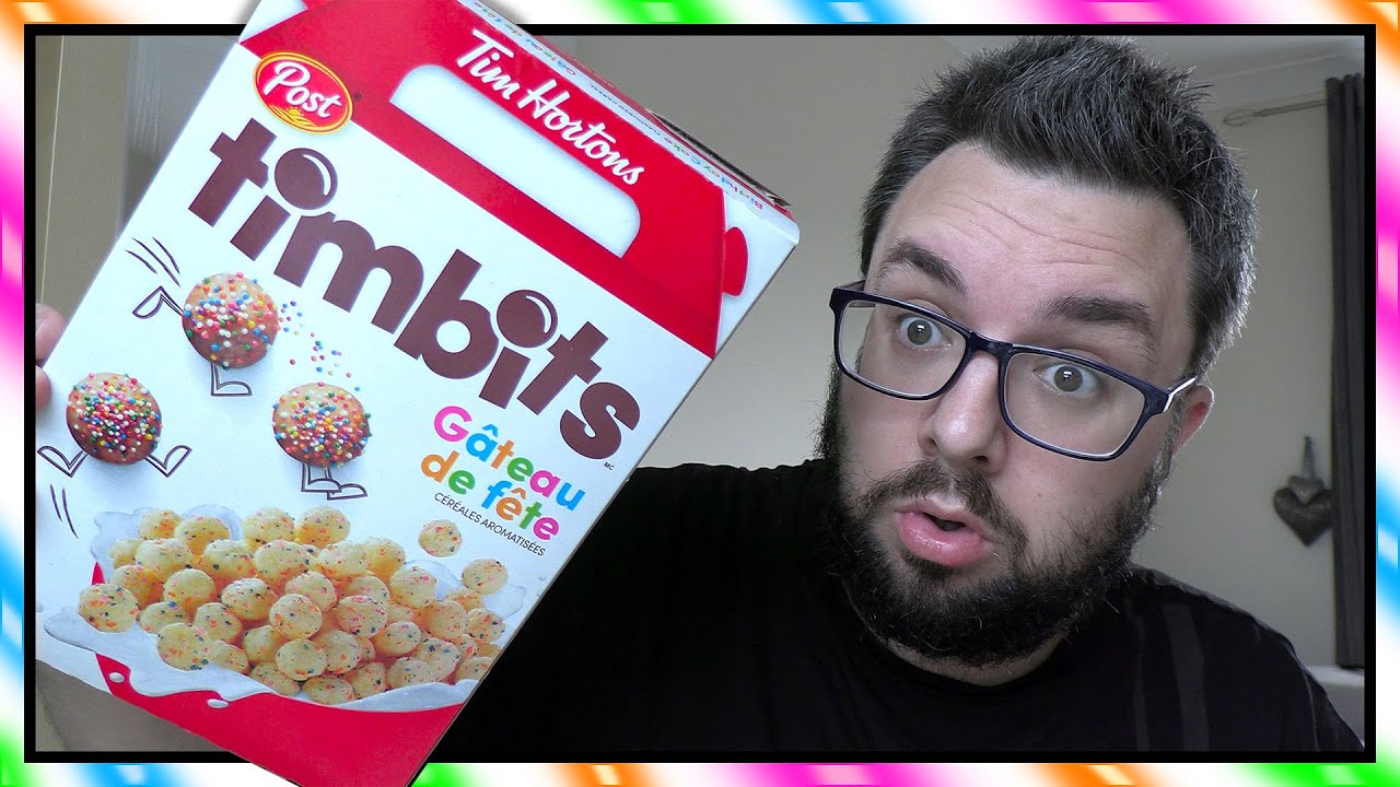 Tim Hortons Timbits Birthday Cake Cereal Review - YouTube