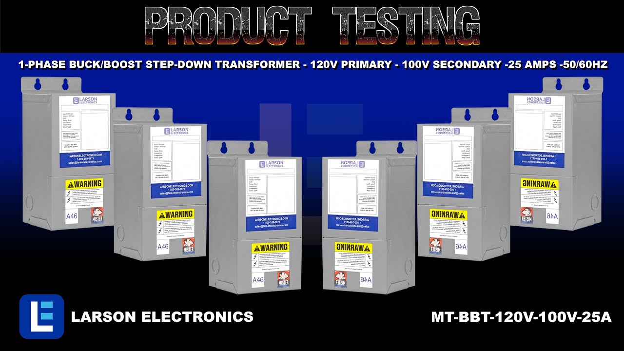 1-Phase Buck/Boost Step-Down Transformer - 120V Primary - 100V ...