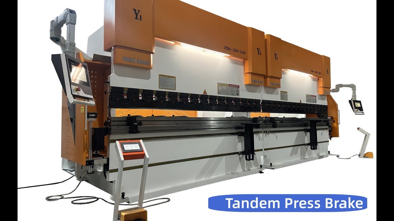 Tandem Press Brake 200Ton 3200 Delem DA53T with 6 axes - YouTube