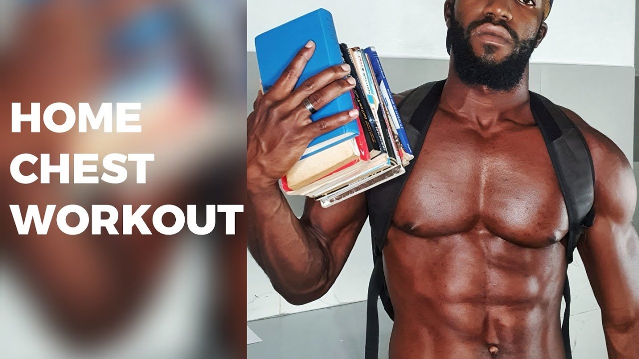 HOME CHEST WORKOUT USING BOOKS AND BAG // NO GYM) - YouTube