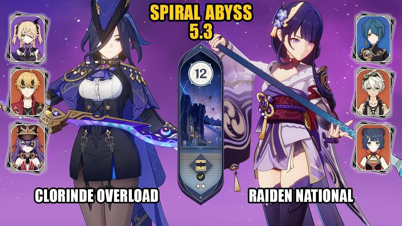 Clorinde Overload & Raiden National | NEW Spiral Abyss 5.3 | Genshin ...