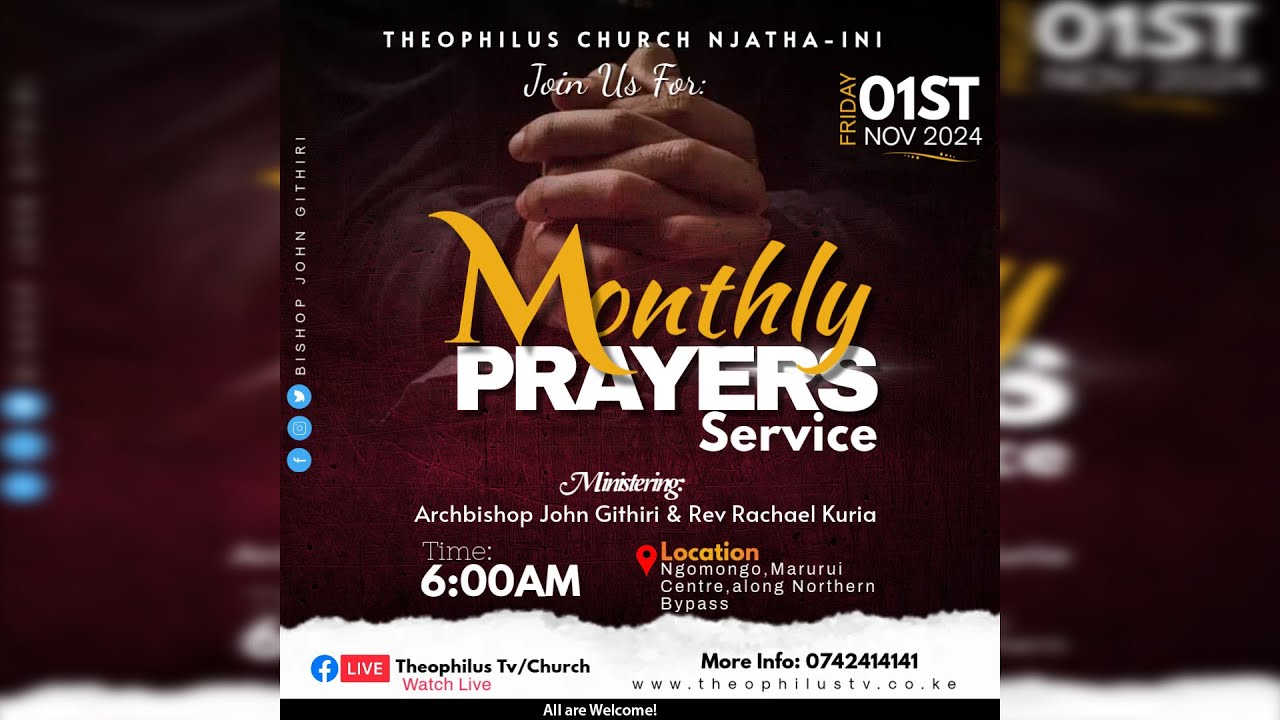 Live 🔴 - Monthly prayers Service -1st November 2024 |Theophilus Church ...