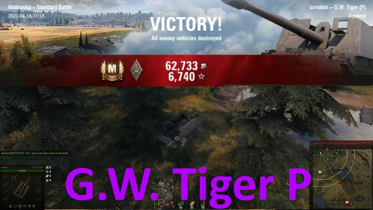 World of Tanks - 1.8 - GW Tiger P - Top player in XP on this match ...