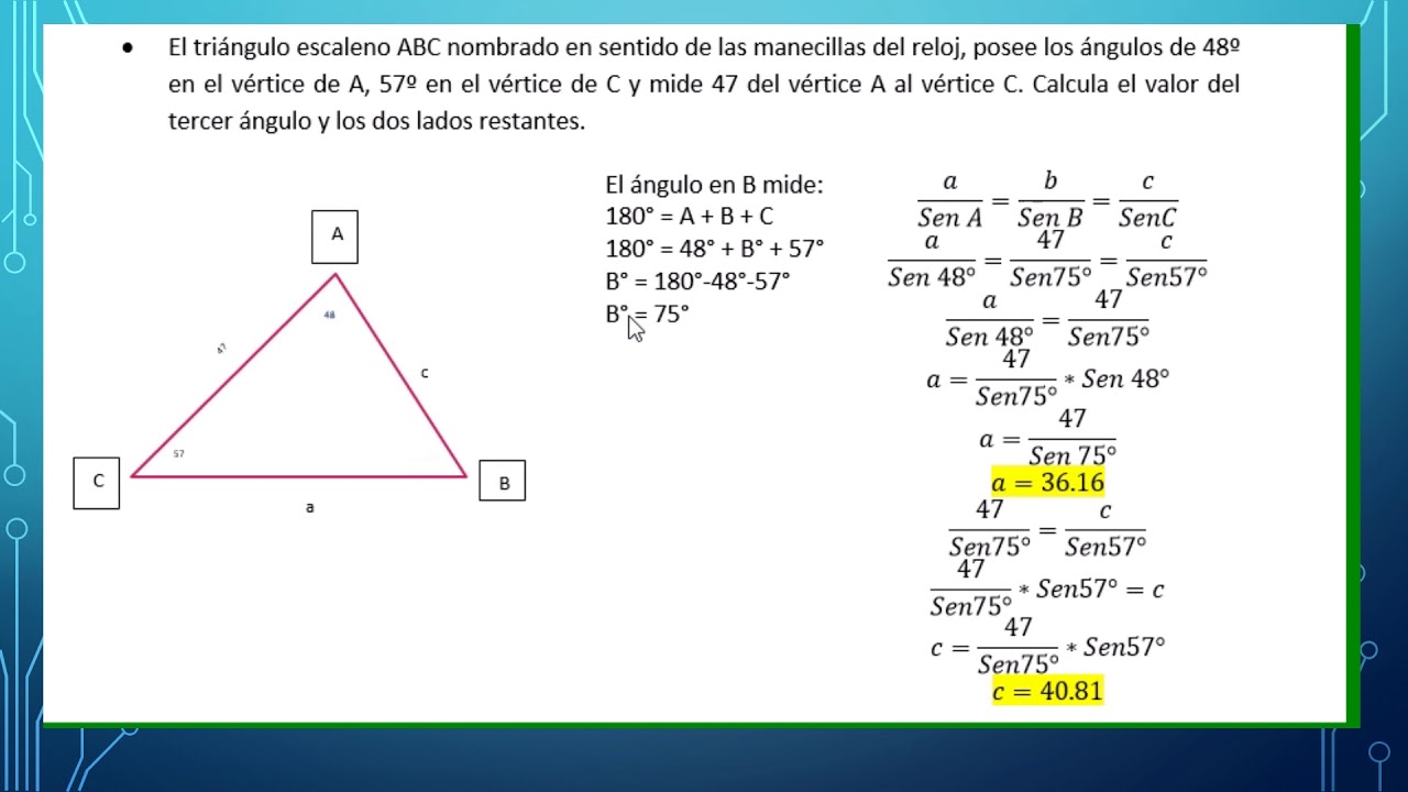 1er Ejercicio de triángulos oblicuángulos - YouTube