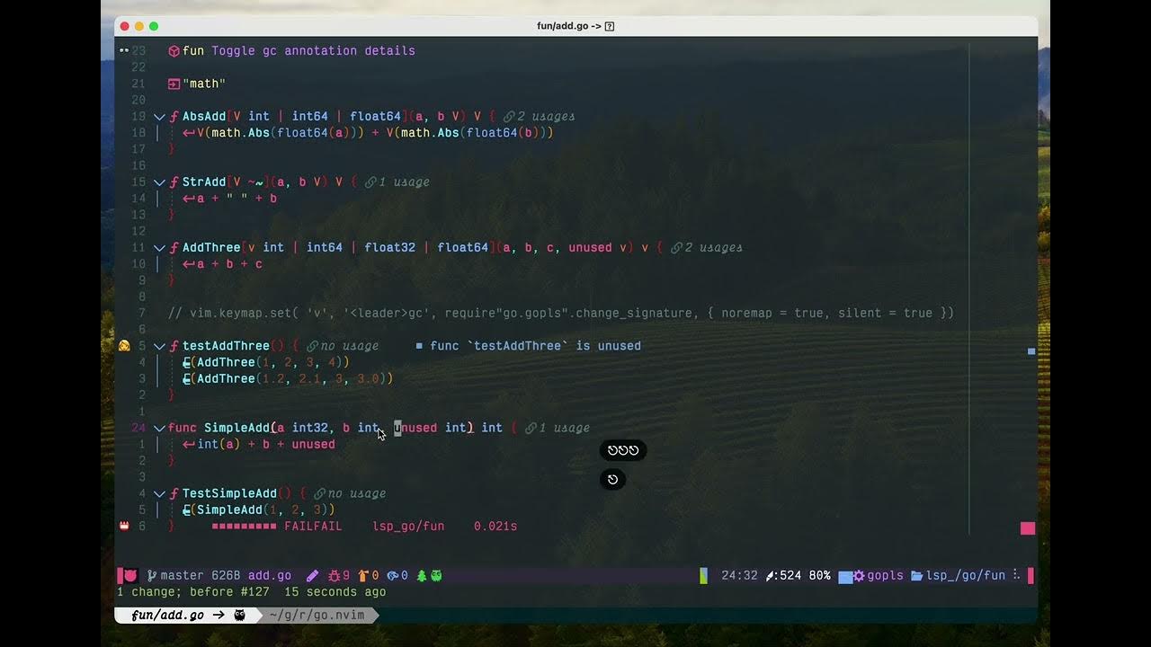Perform a "change signature" refactoring with gopls - YouTube