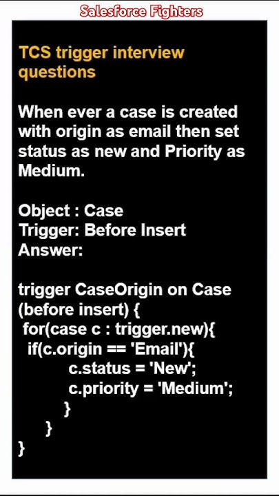 TCS Salesforce Trigger Interview Questions and Answers? #salesforcefighters #triggers #tcs - YouTube