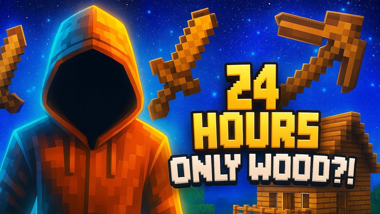 “I Survived 24 Hours in Minecraft Without Sleeping… Using ONLY Wooden ...