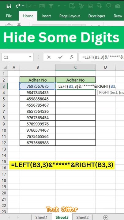 How to Hide Some Digits in Excel - YouTube