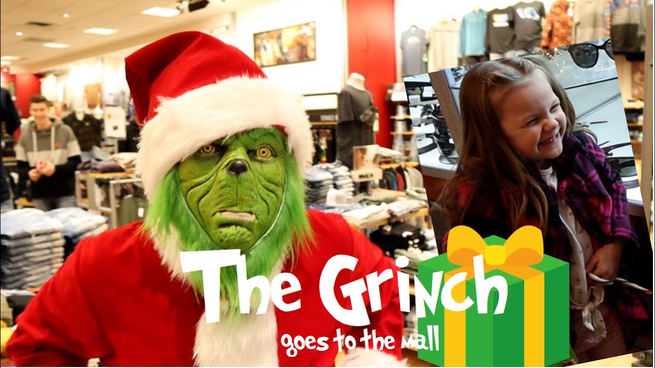 The GRINCH and SANTA | Christmas giveaway at the mall! - YouTube