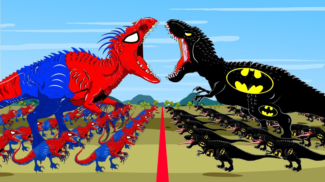 Spiderman Indomirus REX vs Batman T-Rex : Who Is The King Of Dinosaurs ...