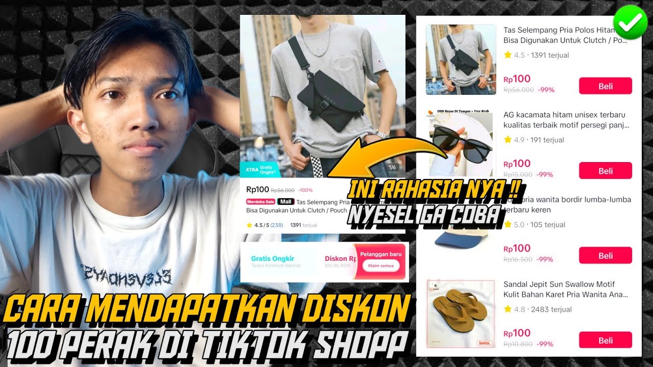 Cara Mendapatkan Diskon 100 Perak Di Tiktok Shop - YouTube