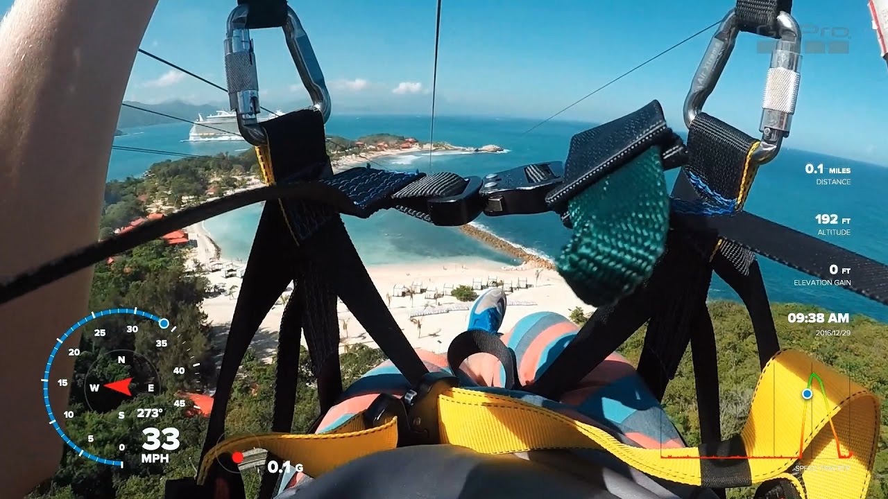 Dragon's Breath Zip Line in Labadee, Haiti - GoPro Hero 5 with GPS data ...