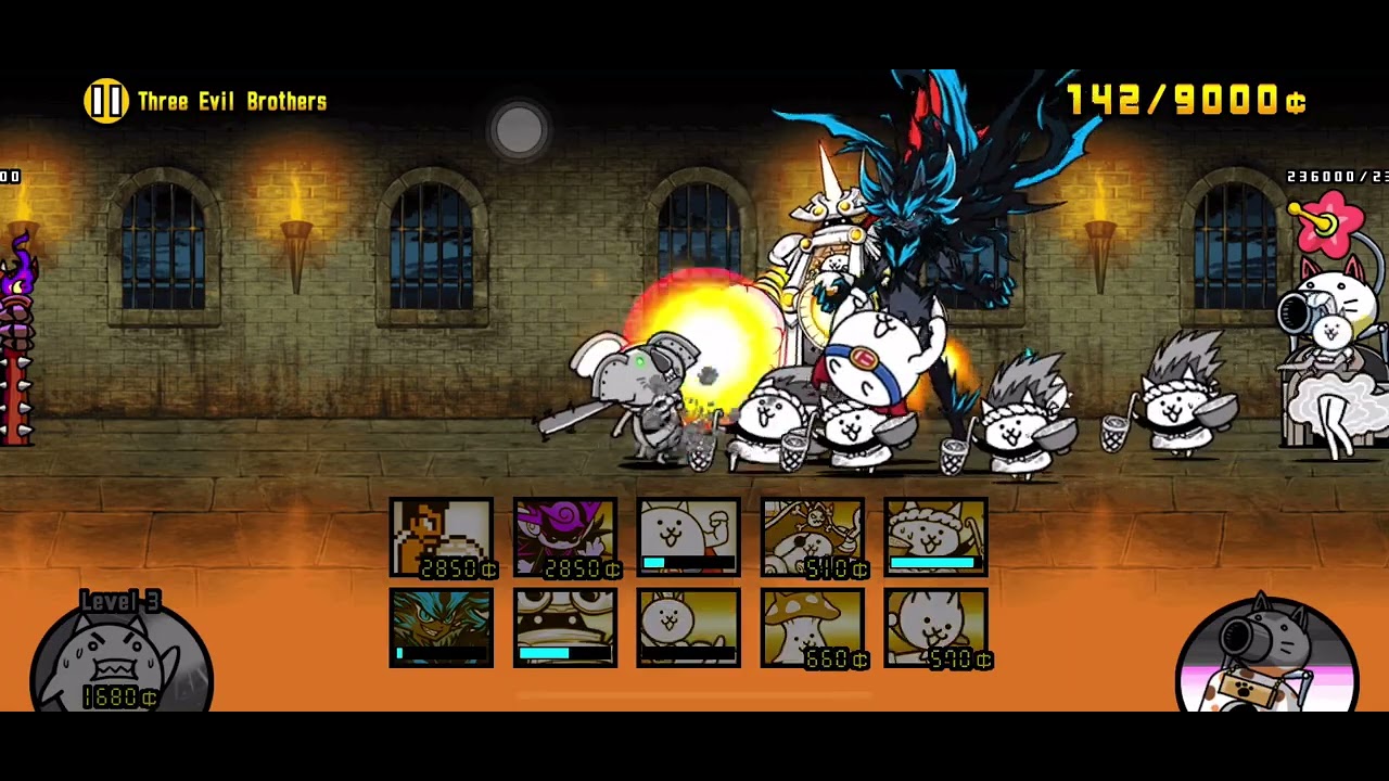 Three Evil Brothers 2 star - the battle cats - YouTube