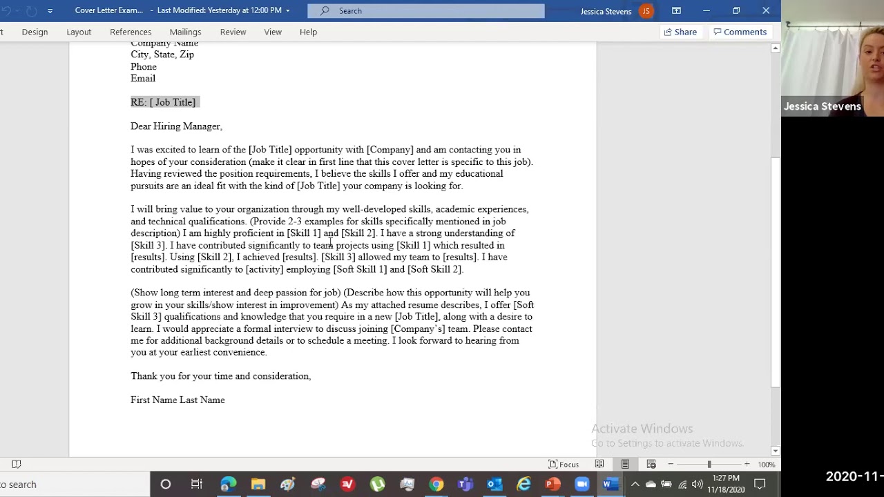 How to build a COVER LETTER? Tutorial 2020 - YouTube