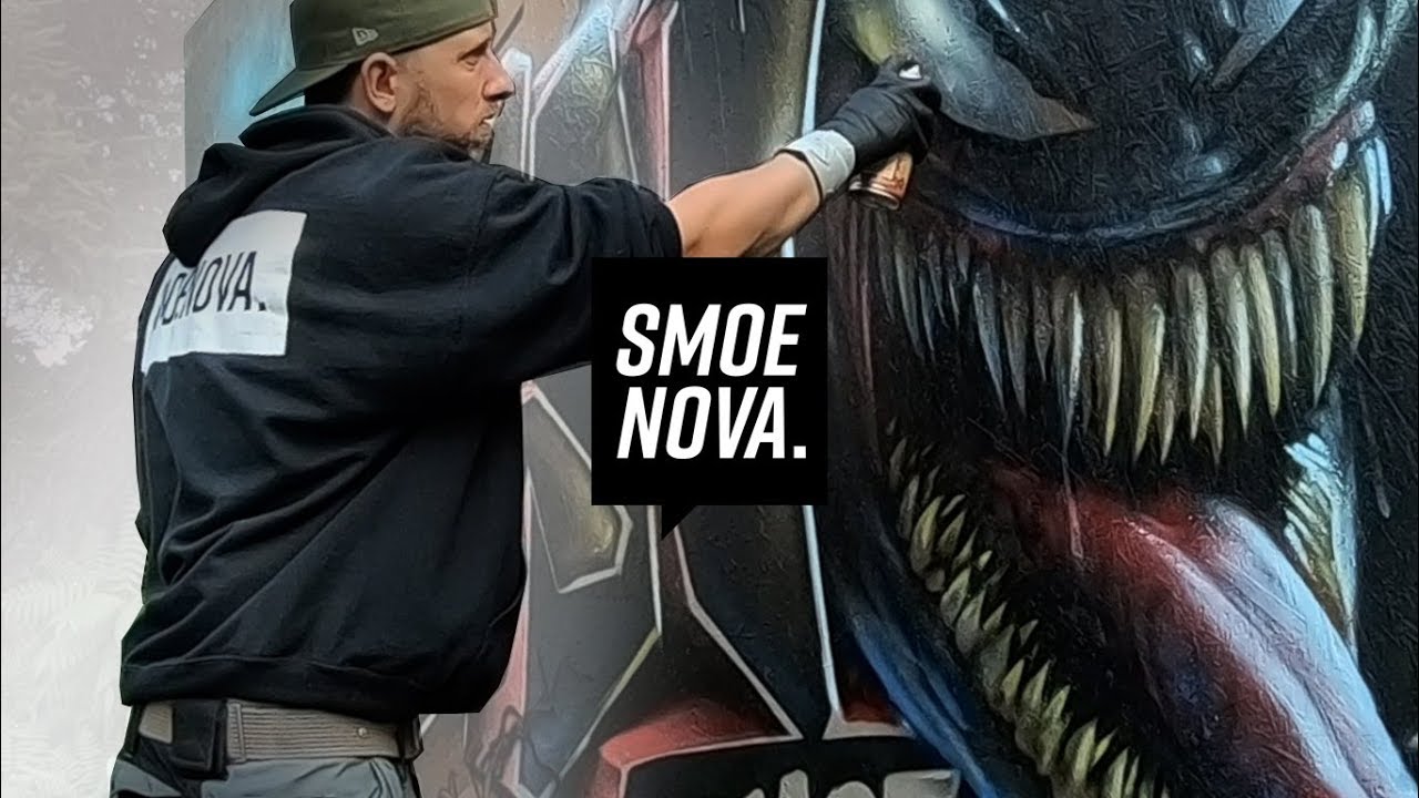 VENOM GRAFFITI WALL | realistic MARVEL character painting - YouTube