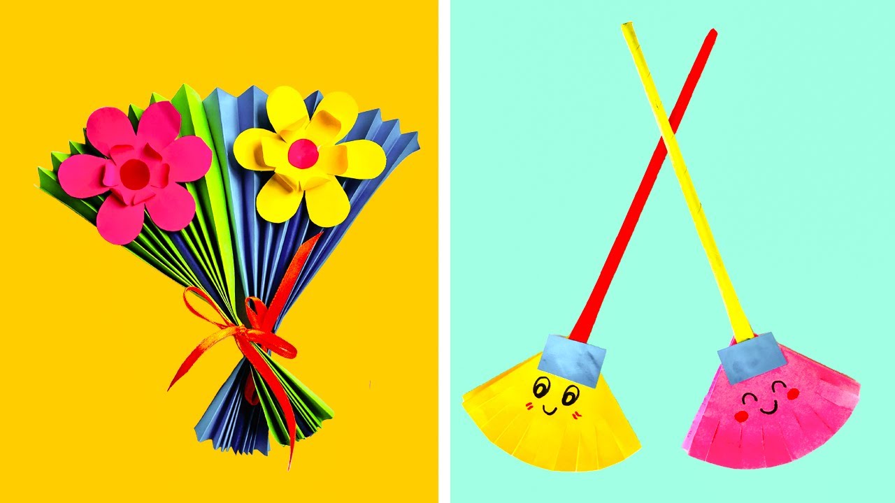 Beautiful Paper Flower Making | DIY Mini Paper Broom | Paper Crafts ...