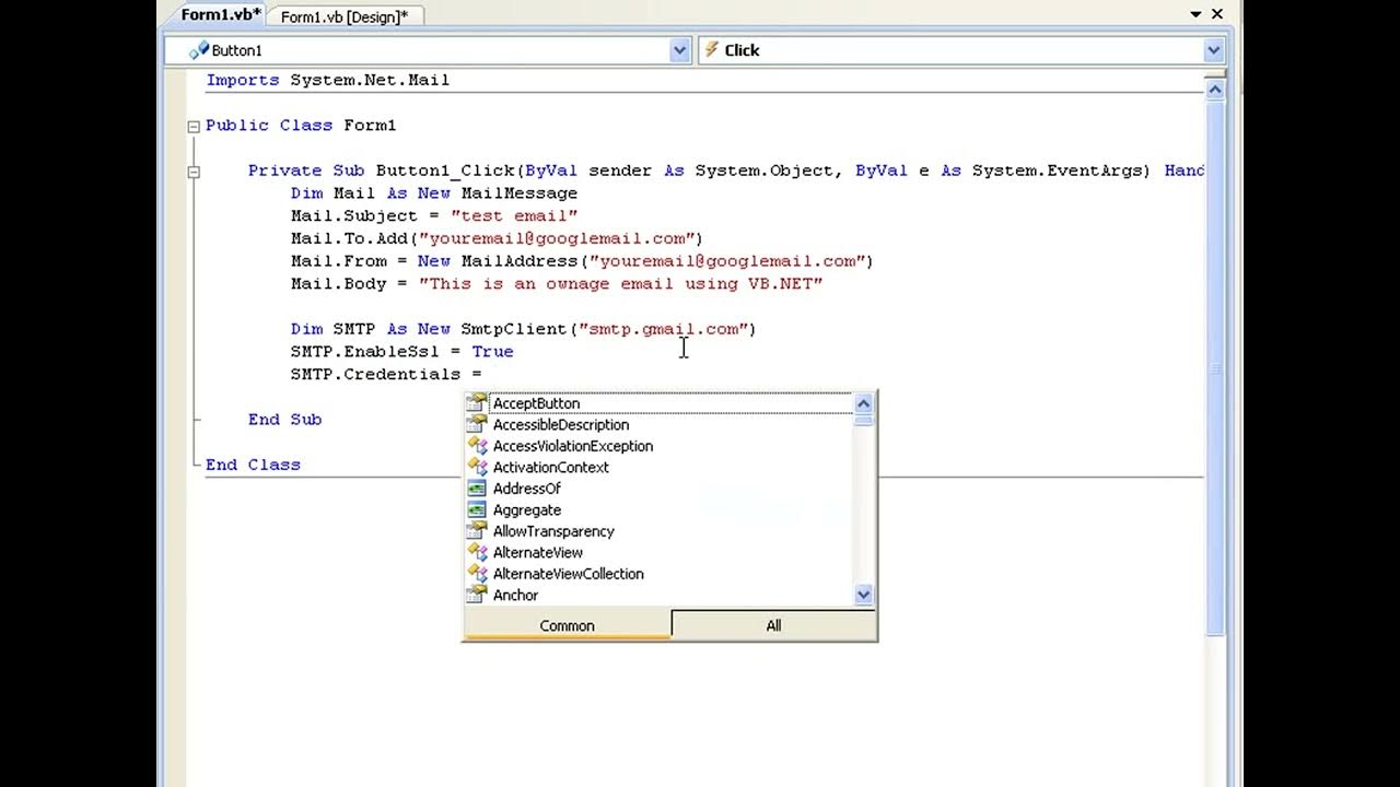 Dot Net tutorial-18 VB NET Tutorial 24 Sending An Email Visual Basic 2008 2010 - YouTube