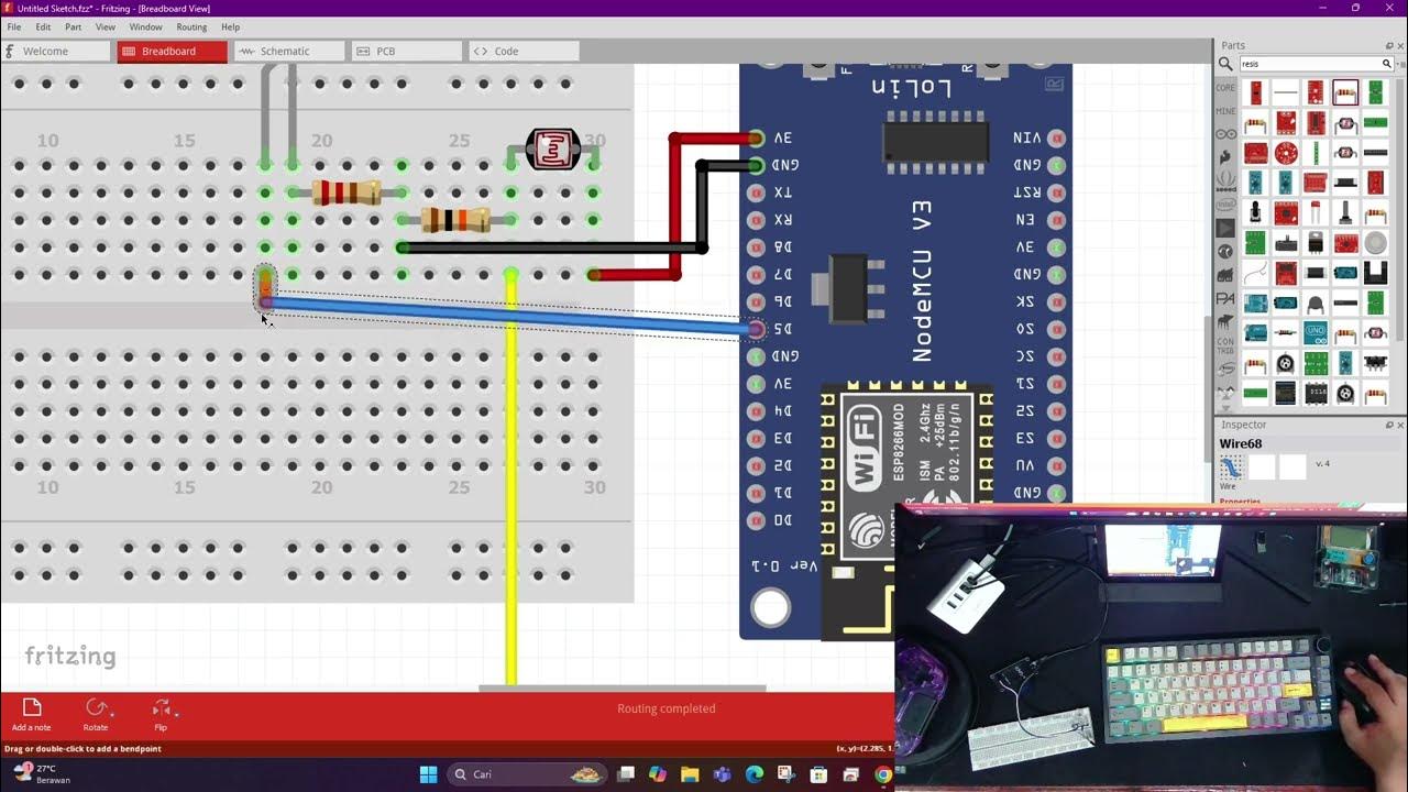 Part 5 : menyalakan LED berdasar kondisi gelap terang menggunkan nodeMcu ESP8266 & Sensor LDR ...