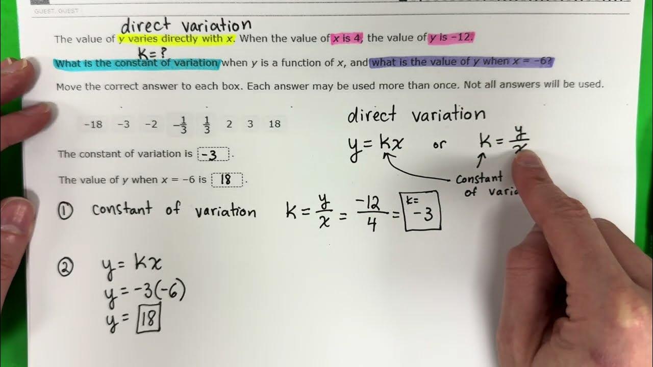 ️😄 Direct Variation // Y=KX and K=Y/X // Algebra I STAAR 2024 // 3 ...