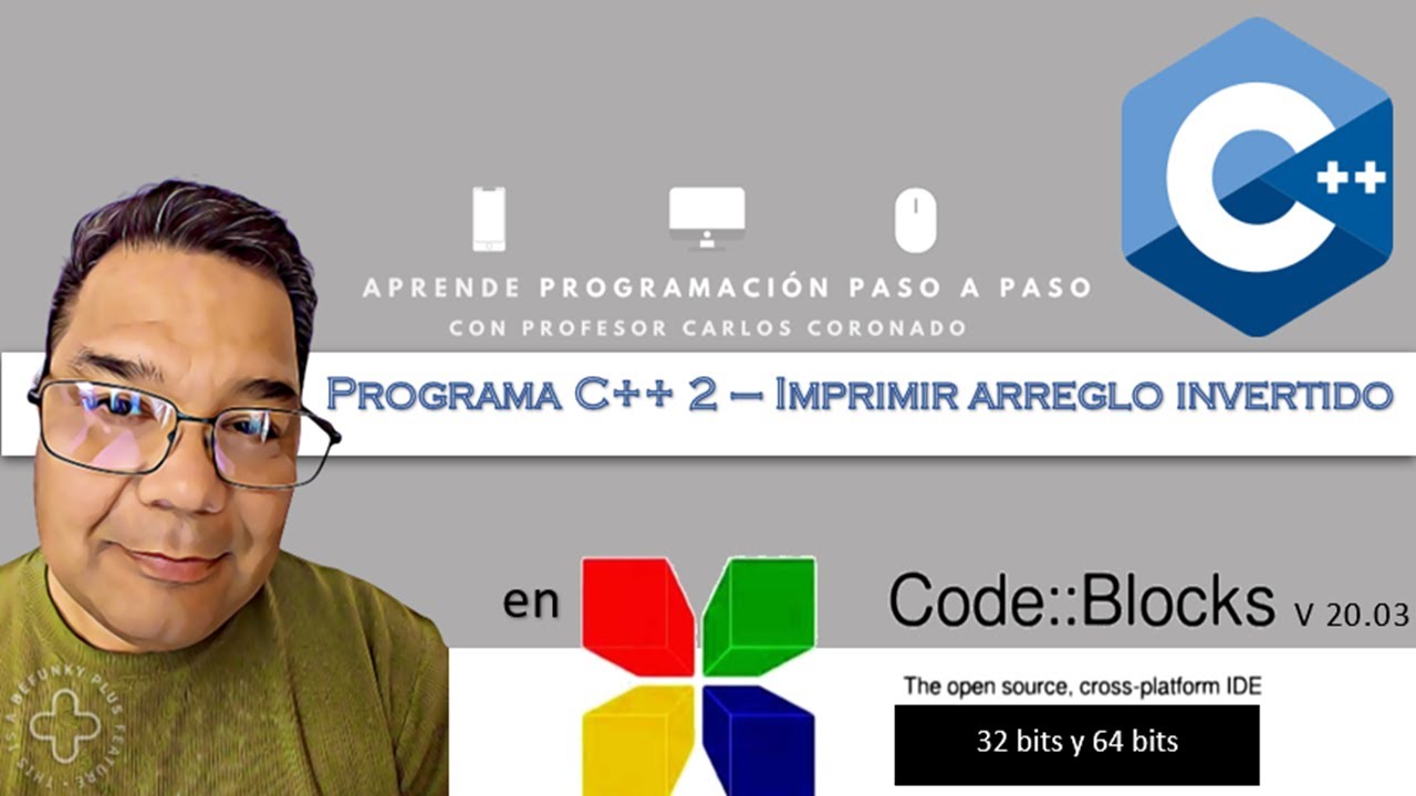 Programa C++ 2 - Imprimir arreglo invertido | Code::Blocks V20.03 - YouTube