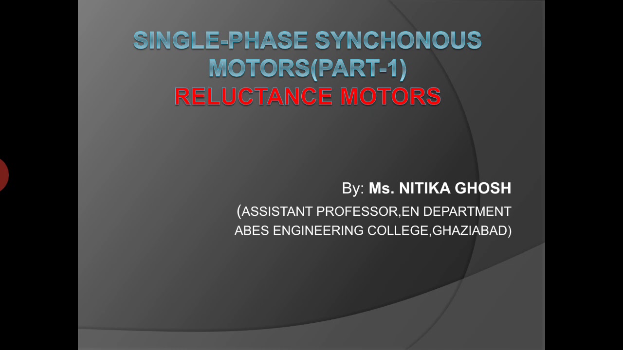 Single phase synchronous motor part -1 (reluctance motor) - YouTube