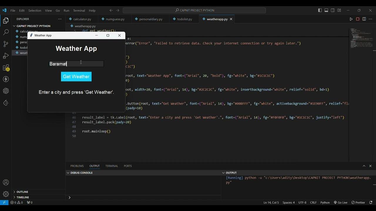 Weather App | CAPNIT INTERSHIP | PYTHON PROJECT - YouTube
