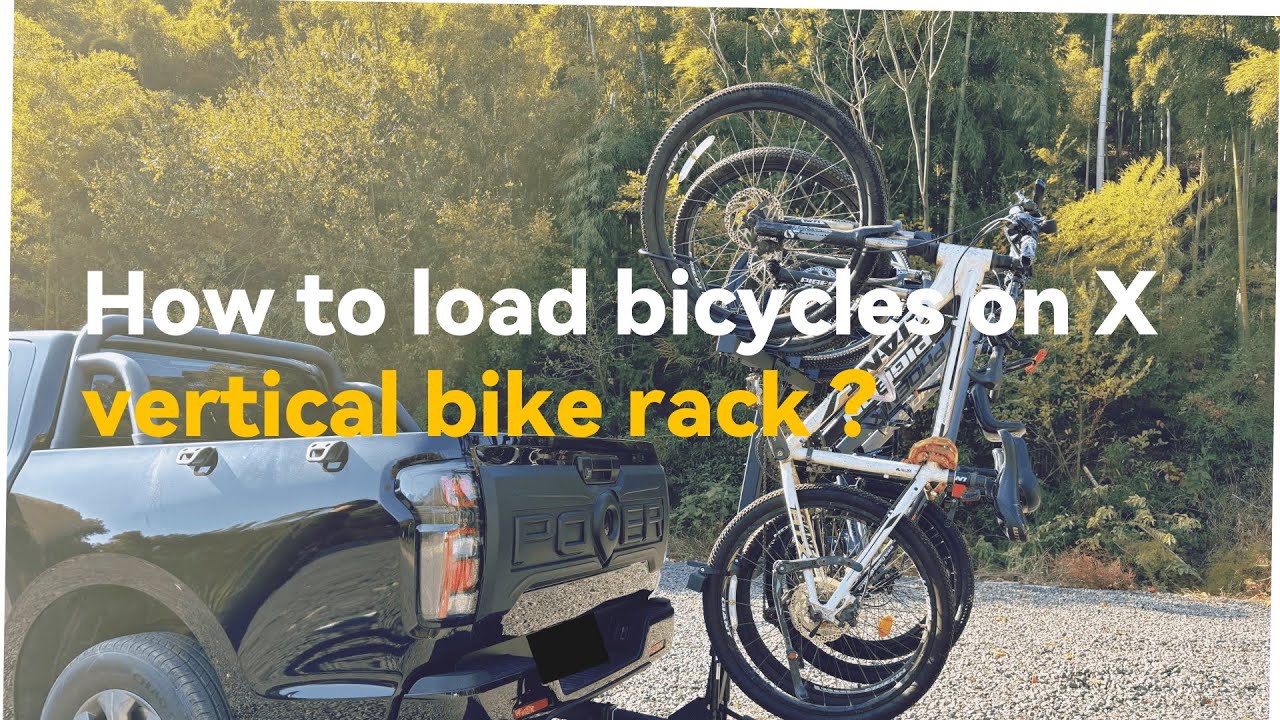How to load bicycles on X vertical bike rack ? - YouTube