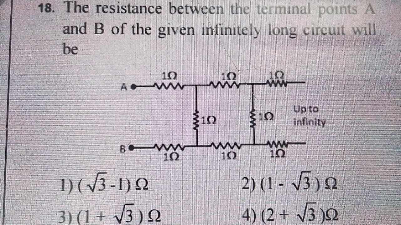 The resistance between terminal point A and B of the given infinitely ...