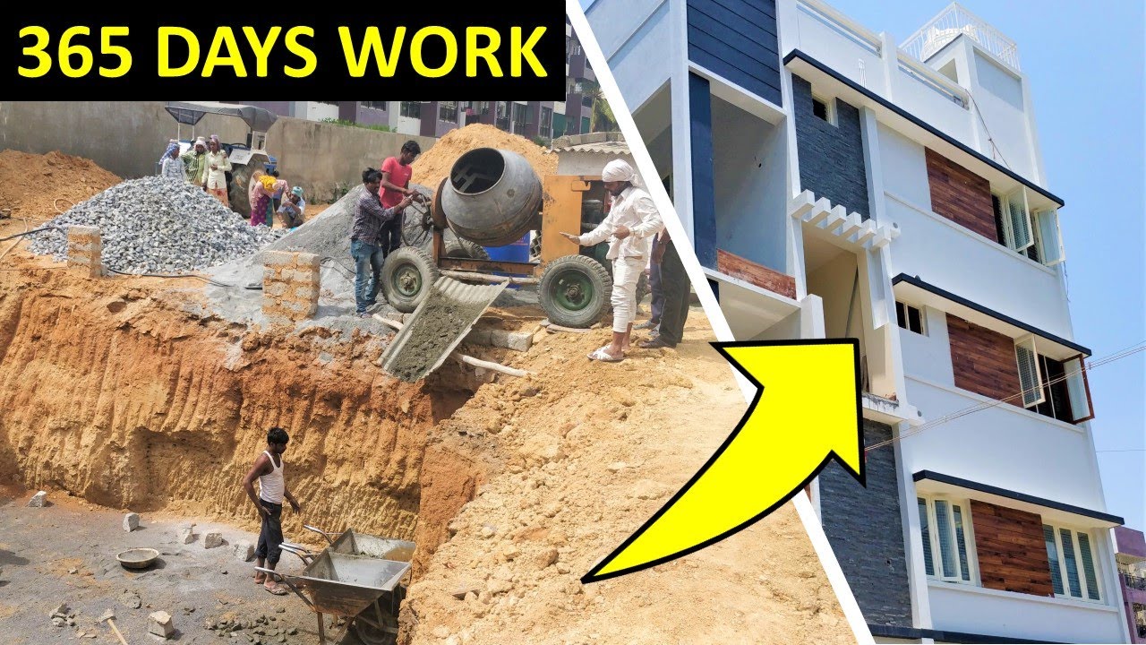 Step by Step construction in 30*40 site from DAY 1 - 365 days work in 3 ...