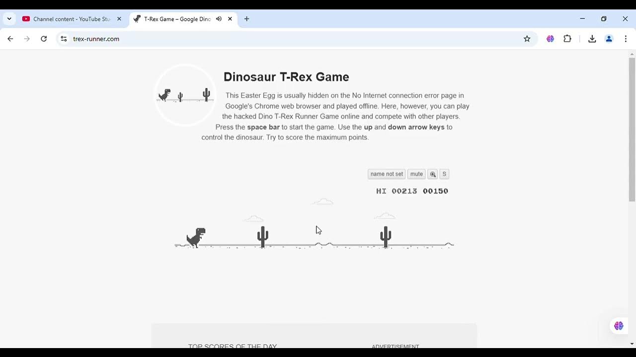 3 rounds of the T Rex Game - YouTube