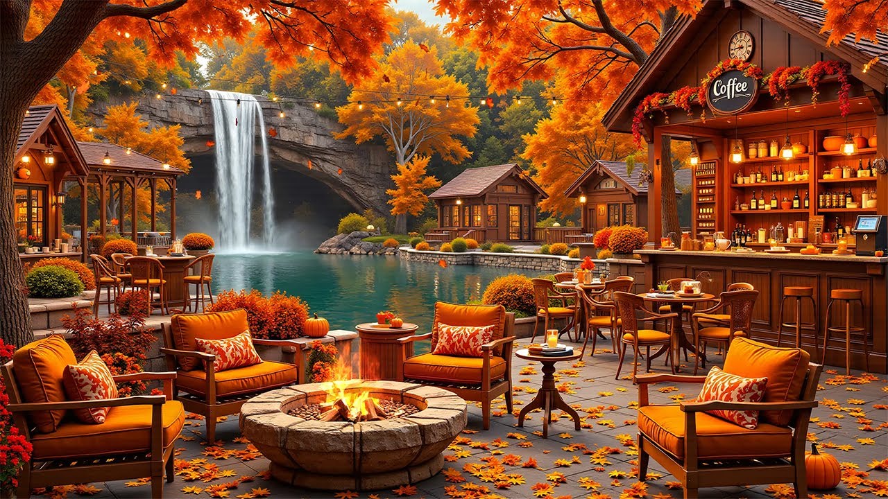 Uplifting Jazz Music - Coffee Porch Ambience Next to the Waterfall with ...