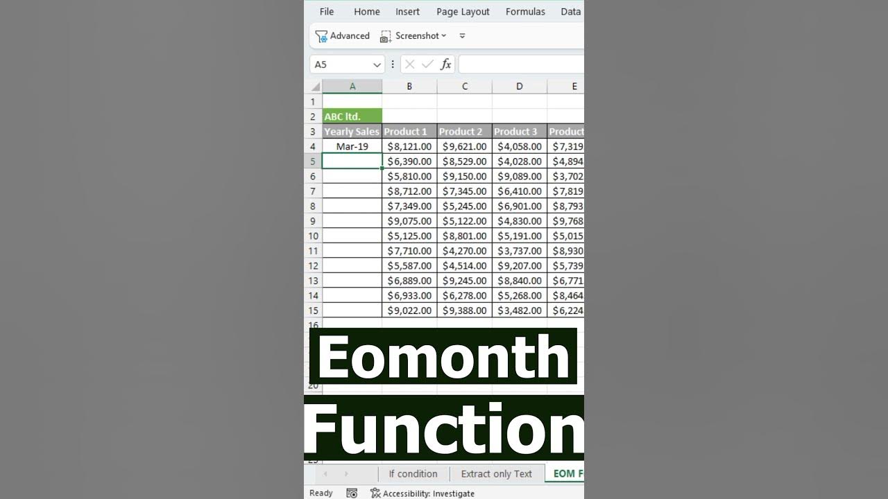 EOMONTH function in excel ! #shorts #exceltutorial - YouTube