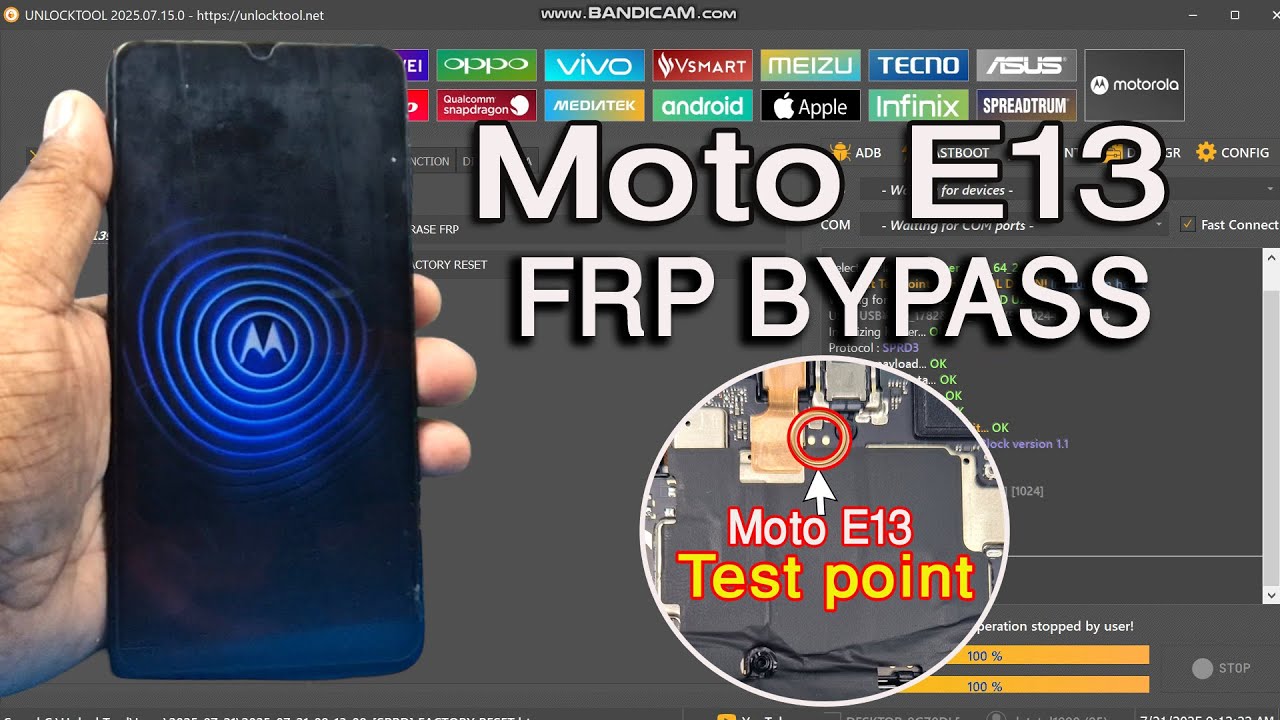 Motorola moto E13 Frp Bypass Unlock tool test point - YouTube