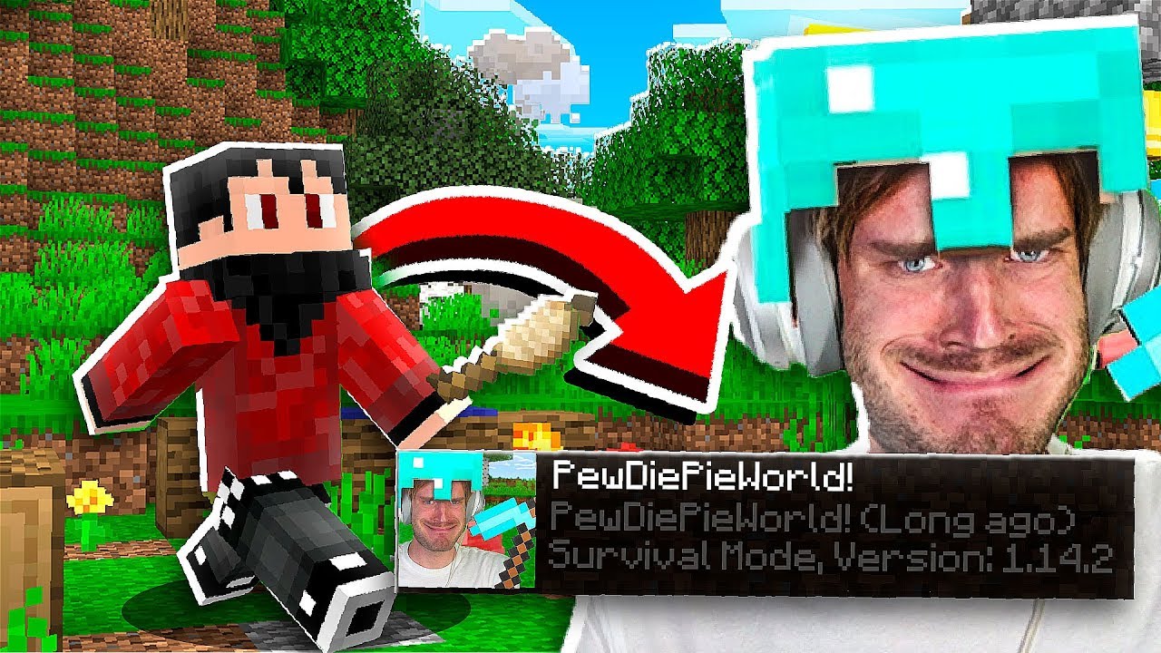 Playing on PEWDIEPIE'S Minecraft World! - YouTube
