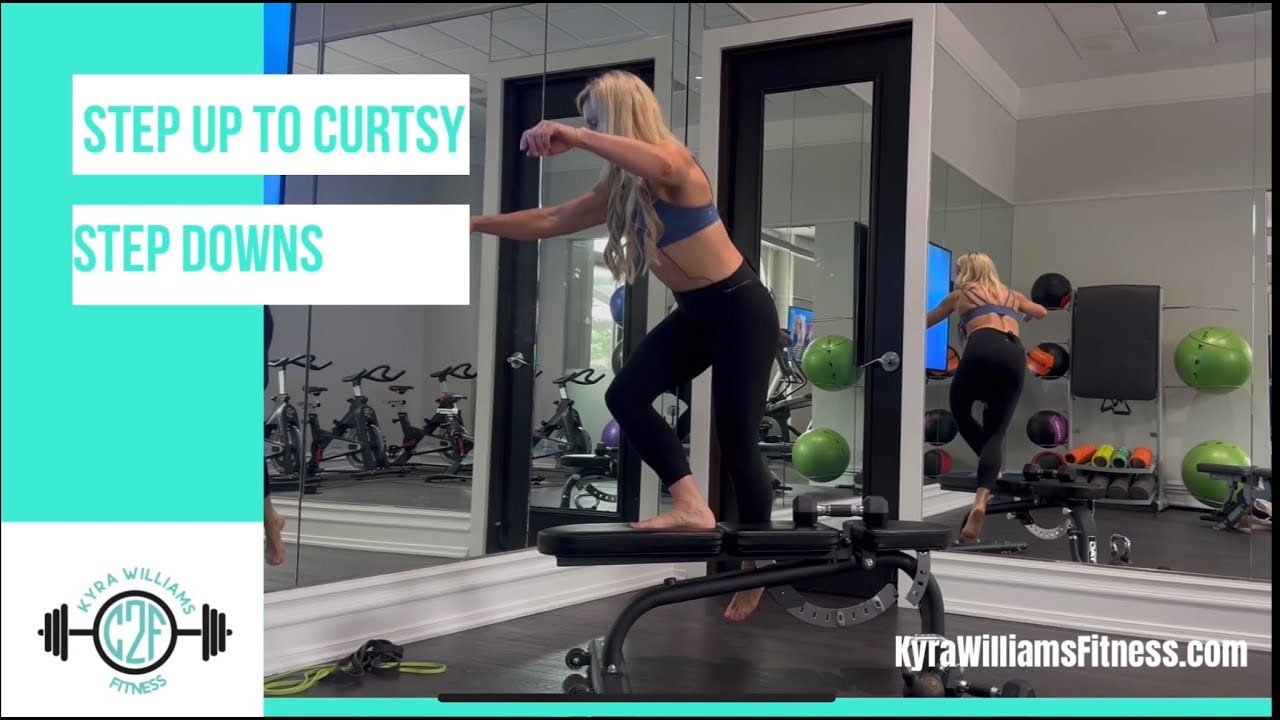 How to do Step Ups to Curtsy Step Downs with Online Personal Trainer ...