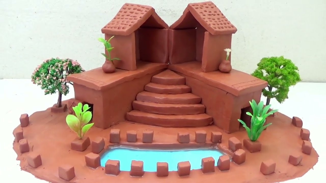 Summary 2 ways to make a natural village house with clay || Creative ...
