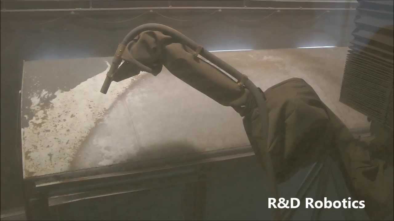 Robotic Sand Blasting Train Wagons - YouTube