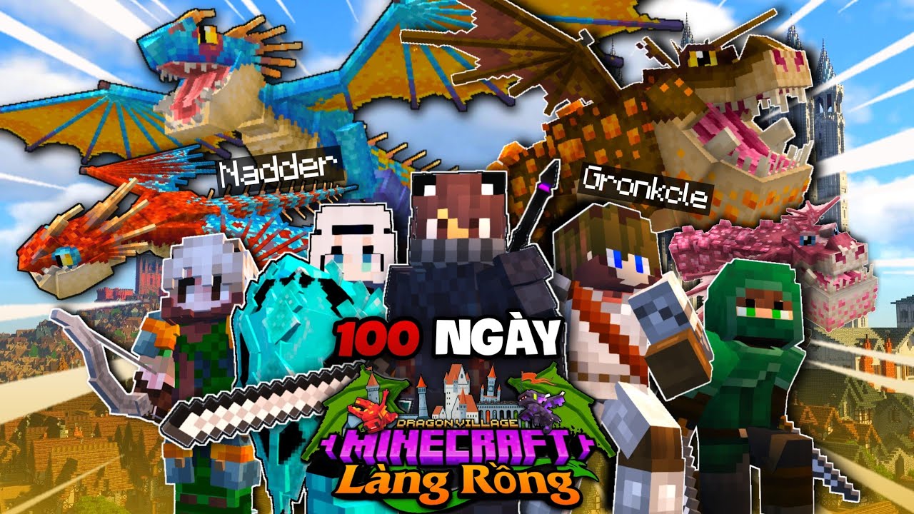 100 NGÀY TRỞ THÀNH BẬC THẦY RỒNG TRONG MINECRAFT LÀNG RỒNG - XÂY DỰNG ...