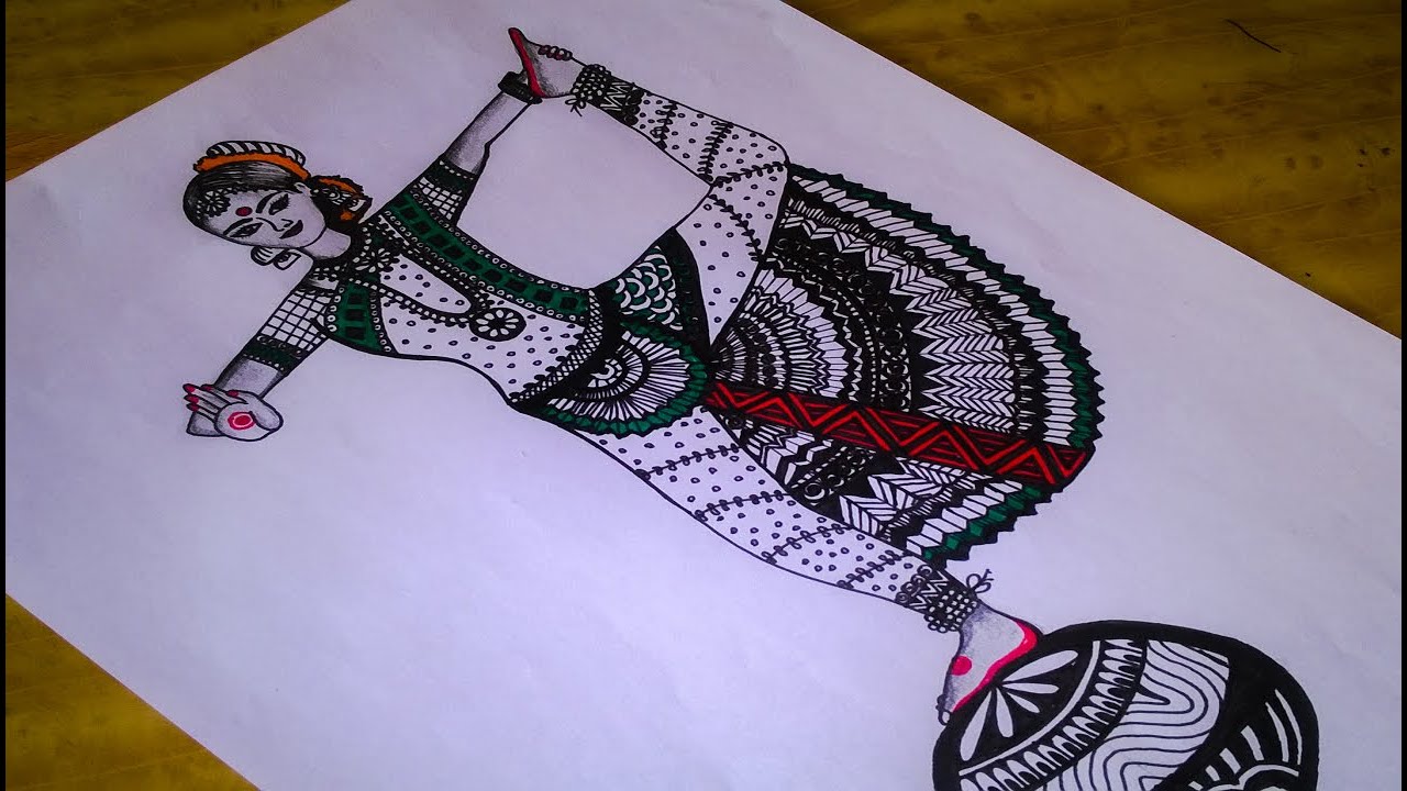 Doodle / Zentangle Art of Bharatanatyam classical dancer - YouTube