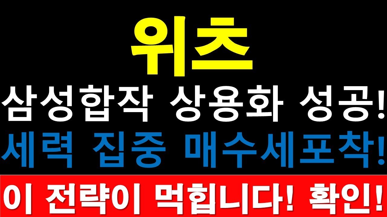 위츠 삼성과 공동개발 상용화 성공 세력 집중 매수세포착 이전략이 먹힙니다 확인 위츠 위츠주가 위츠주가전망