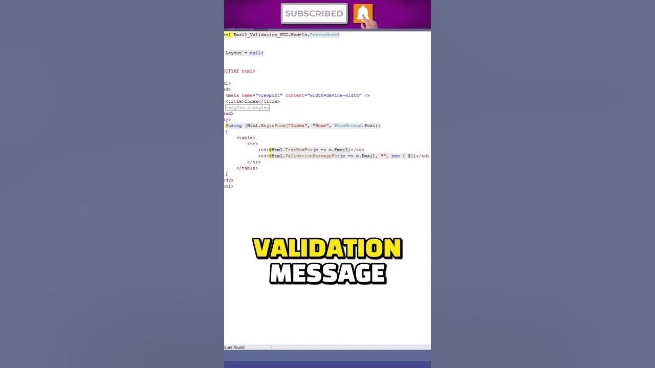 Client Side Email Validation Using Data Annotation In Aspnet Mvc Youtube