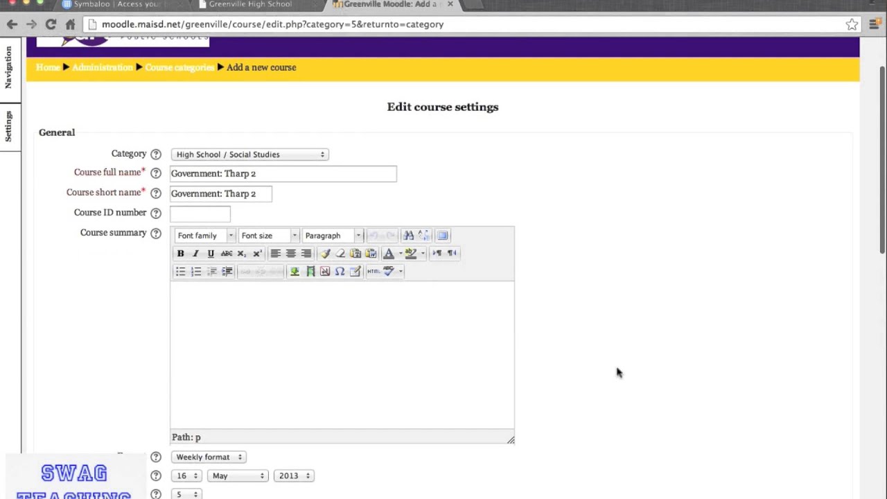 How To Create A Class In Moodle @ GHS - YouTube