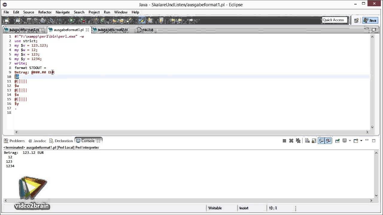 Effektive Programmierung mit Perl Tutorial: Formate und die write-Funktion |video2brain.com ...
