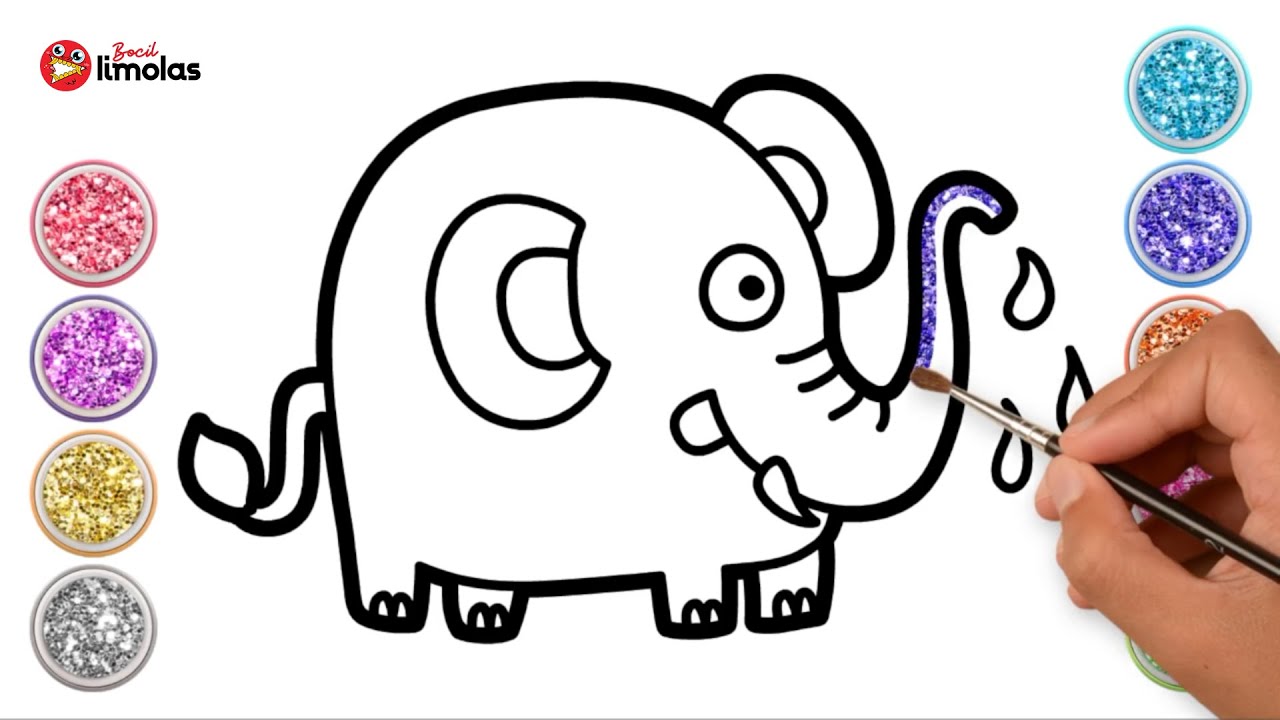 Menggambar Melukis Mewarnai dengan Glitter Hewan Gajah | Ayo Belajar ...