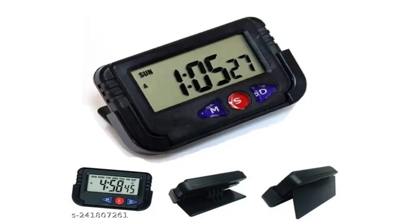 NAKO NA-613D Quartz Clock for Car (Black) LCD screen and three buttons ...