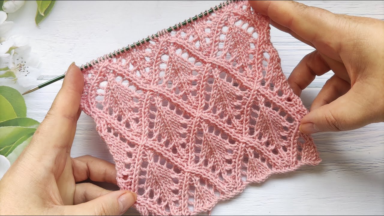 Lace Diamond Stitch Pattern | Ajour-Rautenmuster stricken | Punto Rombi ...