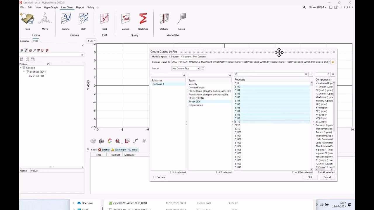 Plot force vs displacement curve with HyperGraph - YouTube
