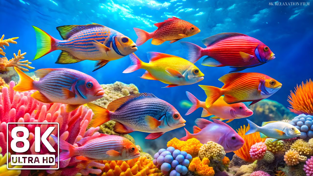 AQUARIUM 8K UHD - Beautiful Fish Swimming & Colorful Sea Life 🐳 ...