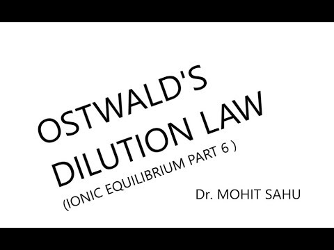 Ostwald's Dilution Law ( ionic equilibrium part 6) - YouTube