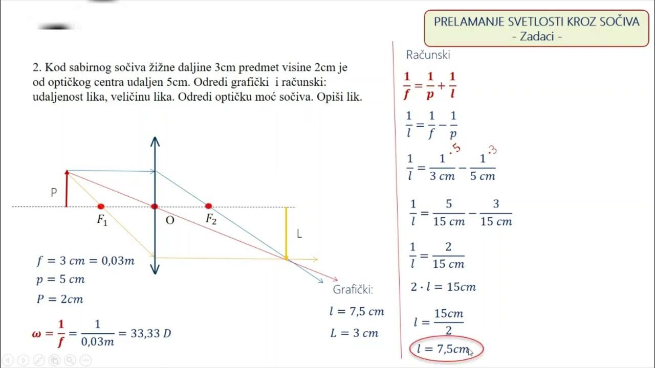 Zadaci - Prelamanje svetlosti kroz sočiva (prvi deo) | Fizika za osmi razred - YouTube